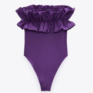 Zara | Swim | Nwt Zara One Piece Ruffle Swimsuit Dark Purple | Poshmark